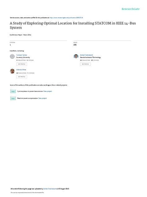 Statcom Ieee14 Bus Pdf Electric Power System Ac Power