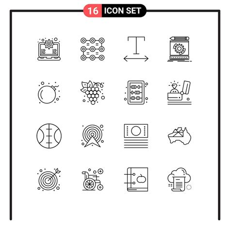 User Interface Pack Of 16 Basic Outlines Of Virus Bomb Font Prototyping Process Editable Vector