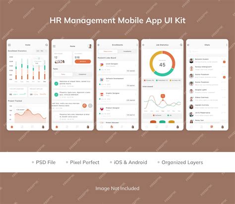 premium psd hr management mobile app ui kit