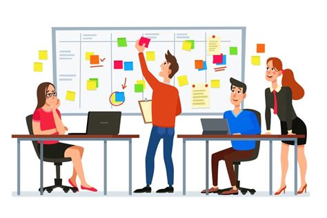 Scrum Board Meeting Business Team Planning Tasks Office Wo