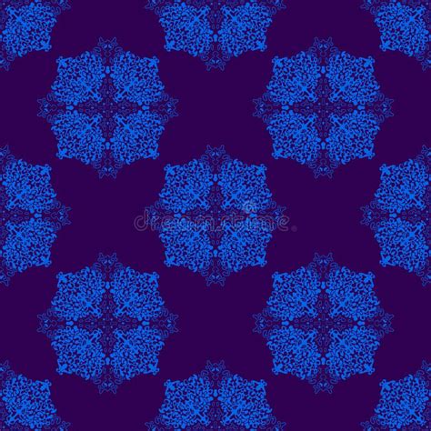 Repeating Pattern Desig Mandala Blue Stains On Dark Violet Stock Illustration Illustration Of