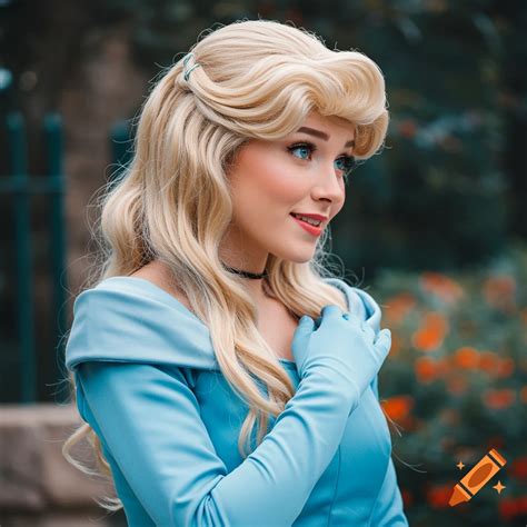 Blond Princess In A Blue Dress In A Garden Disney Style On Craiyon