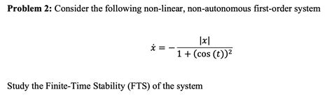 Solved Problem Consider The Following Non Linear Chegg