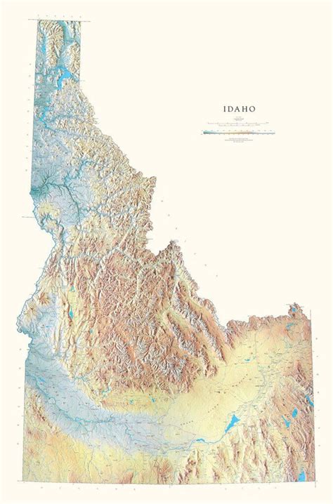 Idaho Elevation Tints Fine Art Print Map Etsy