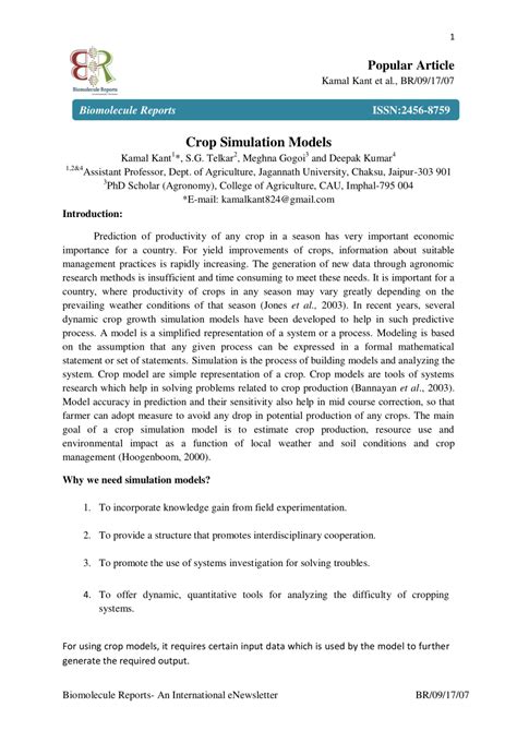 PDF Crop Simulation Models
