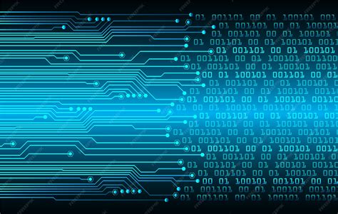 Premium Vector Blue Cyber Circuit Board Binary Code Future Technology