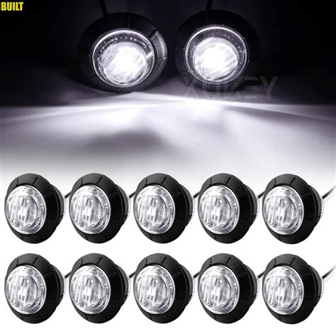 10x 12v 24v White Side Mini Round 34 Led Marker Light Truck Trailer