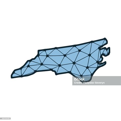 노스캐롤라이나 주 지도 다각형 그림은 선과 점으로 만들어졌으며 흰색 배경에 분리되어 있습니다 미국 주 로우 폴리 디자인 0명에 대한 스톡 벡터 아트 및 기타 이미지 Istock