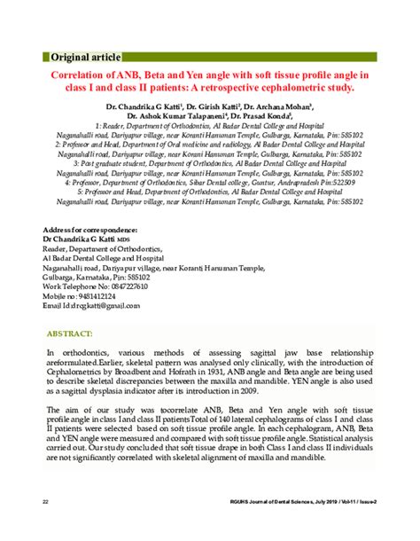 Pdf Correlation Of Anb Beta And Yen Angle With Soft Tissue Profile
