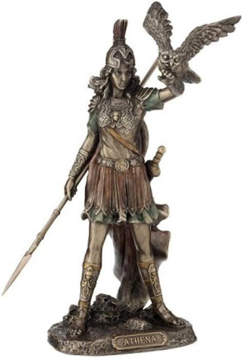 Goddess Athena Statue With An Owl And Carrying A Spear Uk