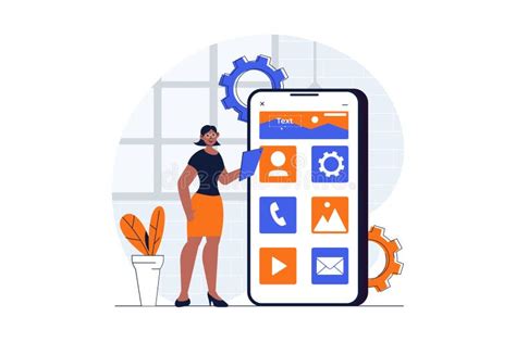 UI UX Development Web Concept With Character Scene Woman Making Wireframe Template For Mobile