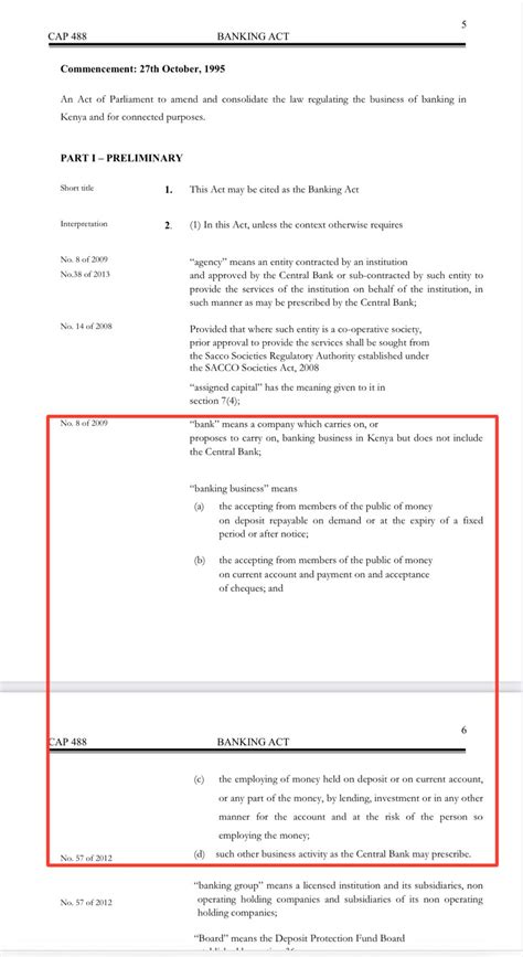 Aristarichus Kuria Weru On Linkedin The Banking Act Oct 2015 Chapter 488 Defines A Bank