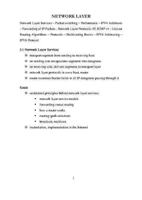 Cn Unit 3 Cn Notes Network Layer Network Layer Services Packet