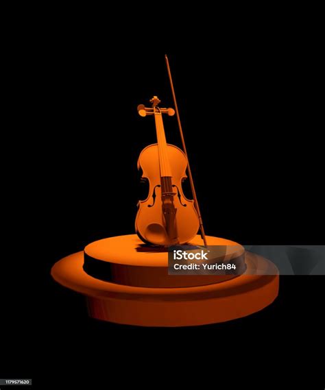 검은 색 배경에 스포트 라이트에 바이올린과 활 연단의 3d 렌더링 솔로 퍼포먼스 바이올린에 대한 스톡 사진 및 기타 이미지 바이올린 받침대 0명 Istock