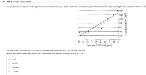 Solved Part G Using A Regression Line Now You Know That Chegg