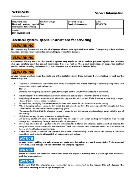 Volvo Ew160b 3 Elec System Warning System Information System Instruments Download Free Pdf