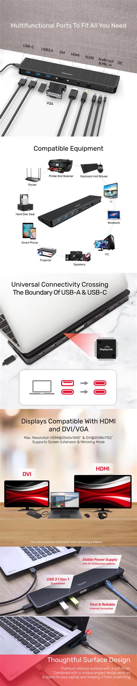 Unitek In Usb A C Powered Docking Hub Umart Com Au