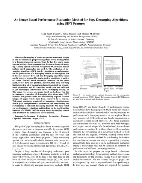 Pdf An Image Based Performance Evaluation Method For Page Dewarping Algorithms Using Sift Features