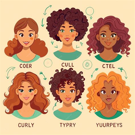 Vector Illustration Of Hair Types Chart With All Curl Types Labeled