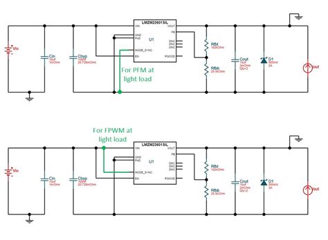 WEBENCH Tools LMZM23601 Connection Of MODE SYNC In Inverting Buck Boost Configuration Power