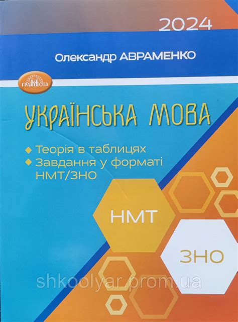 Авраменко НМТ ЗНО 2024 Українська Мова Теорія в Таблицях Завдання у Форматі НМТ Грамота 399