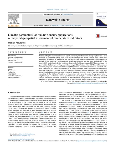 Pdf Climatic Parameters For Building Energy Applications A Temporal Geospatial Assessment Of