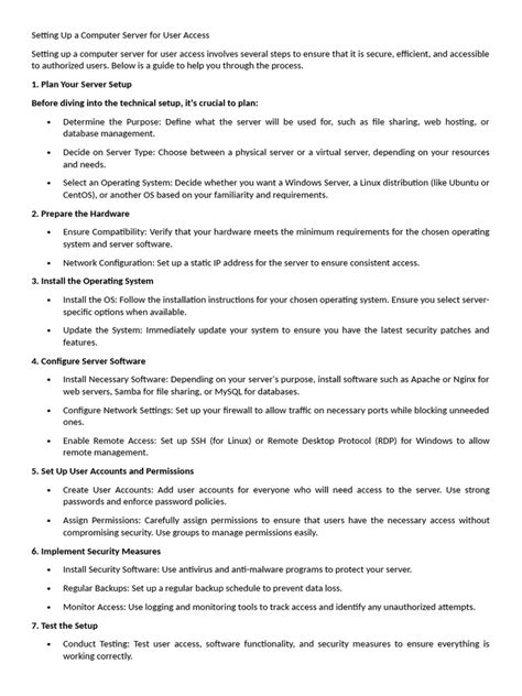 Setting Up A Computer Server For User Access 1 Pdf Computer Security Security
