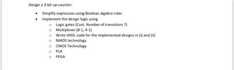 Solved Design A Bit Up Counter Simplify Expression Chegg Com
