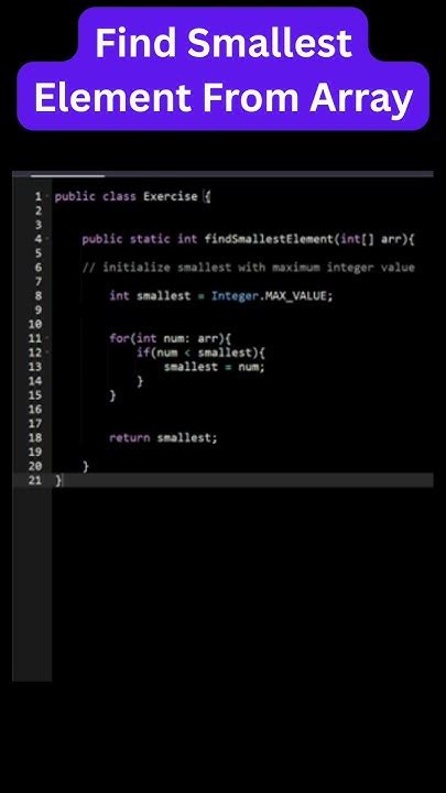 Find Smallest Element In An Array Java Coding Youtube