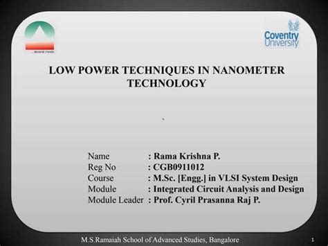 Low Power Vlsi Design Ppt Physics Science