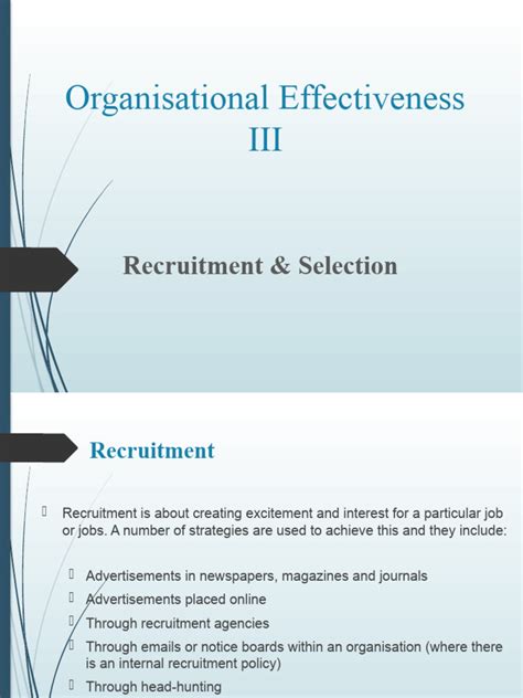organisational effectiveness iii selection slides pdf recruitment