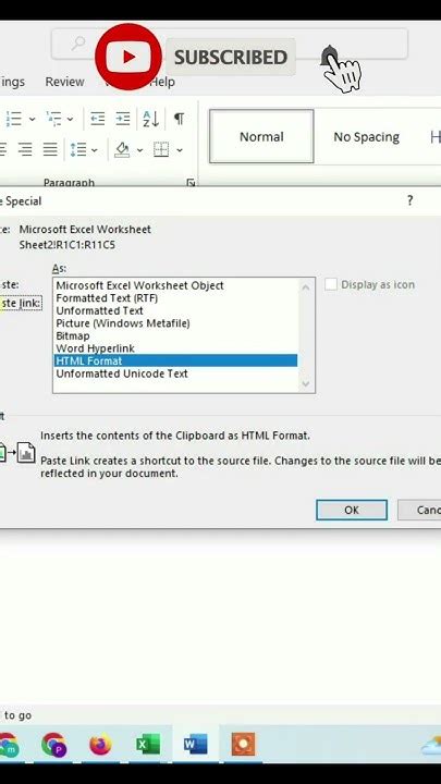 link ms word and ms excel trick no vba code youtube