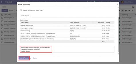 Odoo Employee Daily Work Report Odoo Task Worksheet Reports