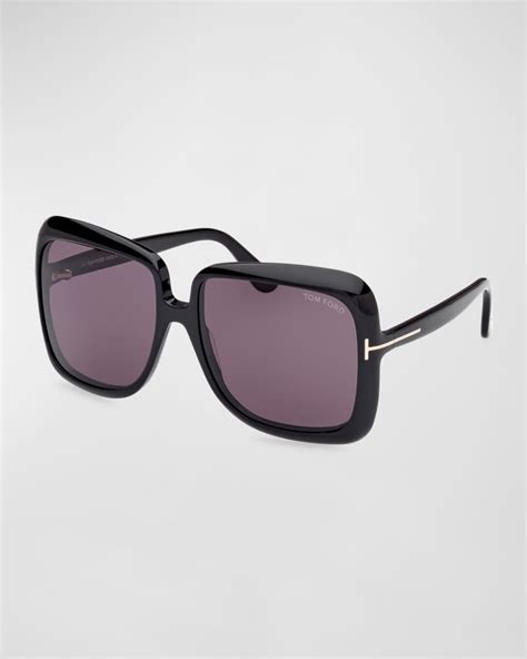 Tom Ford Lorelai Black Acetate Square Sunglasses Neiman Marcus