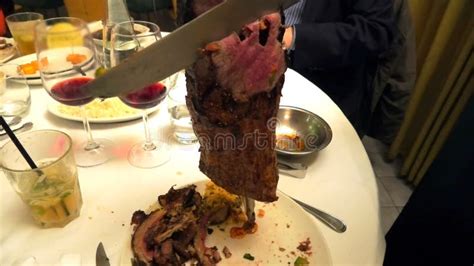 Roast Meat On The Spit Stock Footage Video Of Skewer 305669126