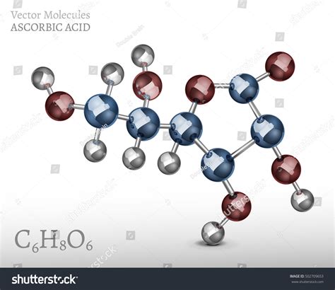 Ascorbic Acid Molecule Structural Chemical Volumetric Stock Vector