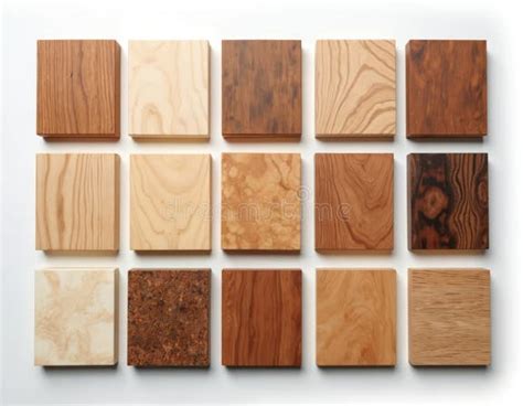 Wood Samples In Various Shades Grains Patterns Arranged On White