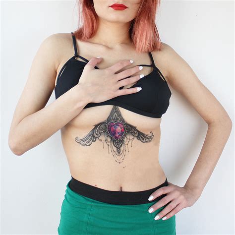 Heart Ornament Underboob Temporary Tattoo Tattoo Icon Tattooicon