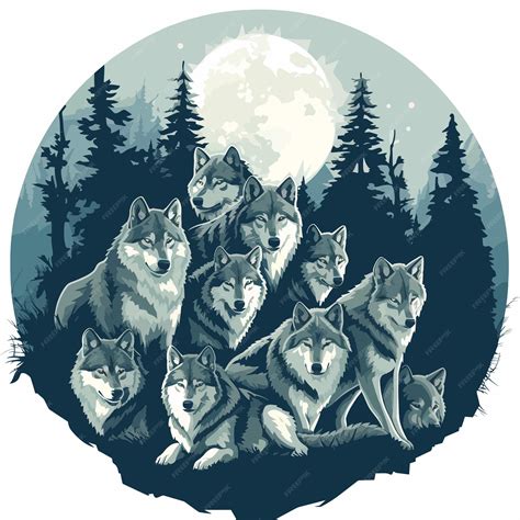 Premium Vector Pack Of Wolf 3