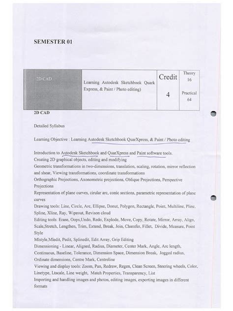 2d And 3d Cad Syllabus Pdf
