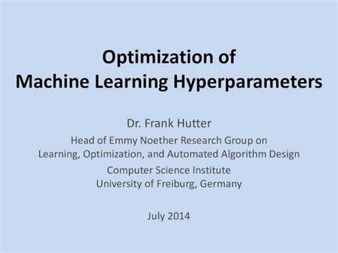 PDF Optimization Of Machine Learning Hyperparametersml Informatik Uni Freiburg De Former