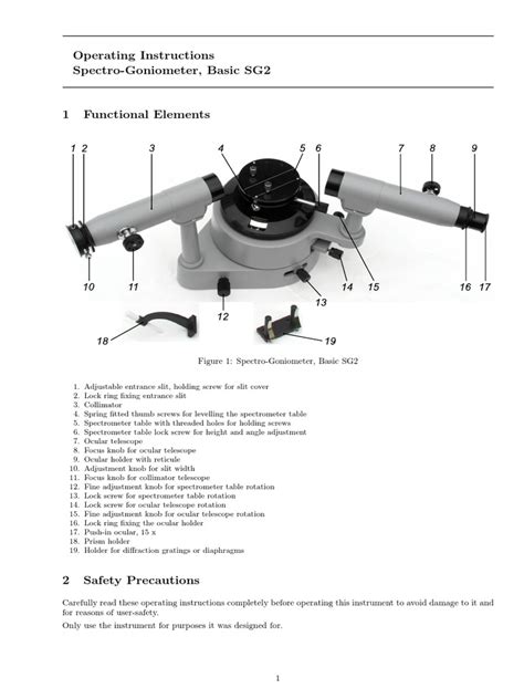 Operating Instructions For The Spectro Goniometer Basic Sg2 Adjusting