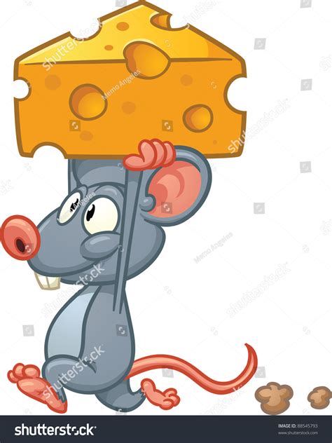 Cute Cartoon Mouse Holding Piece Cheese Stock Vector 88545793 Shutterstock