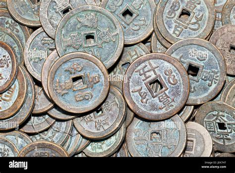 Collection Ancient Chinese Coins Displayed An Panjiayuan Market