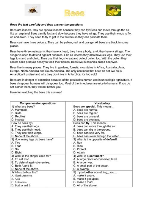 Bees Exercise Live Worksheets