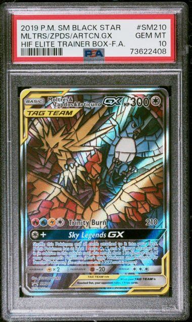 Psa 10 Articuno And Moltres And Zapdos Gx Stained Glass Promo Hidden Fates