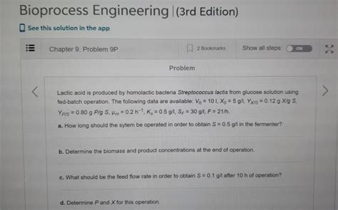 Solved Bioprocess Engineering 3rd Edition See This
