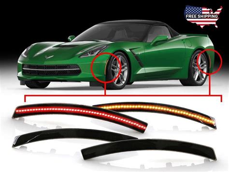 2014 2019 Chevrolet Corvette C7 Usr Smoke Front And Rear Bumper Side Marker Light Illuminate