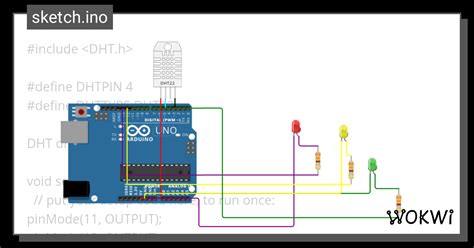 Dht22 Dan Led 3lampu Wokwi Esp32 Stm32 Arduino Simulator