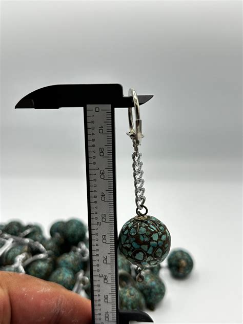 Vintage 60s Turquoise Matrix Ball Keychains 4in 23 24mm Round Etsy